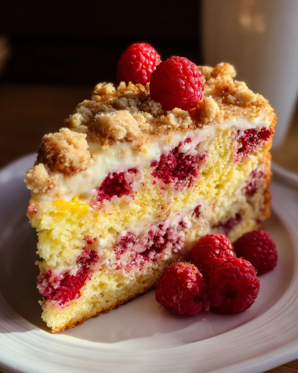Easy Lemon Raspberry Cake with Crumb Topping
